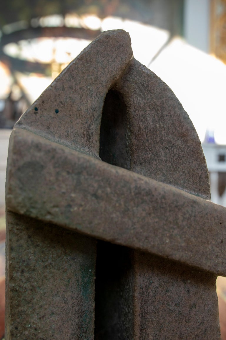 1980s, Spanish Abstract Ceramic Sculpture in Grey Tones For Sale at 1stDibs