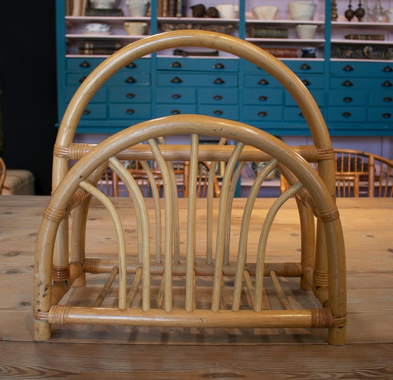 1980s Spanish Bamboo Magazine Rack For Sale at 1stDibs