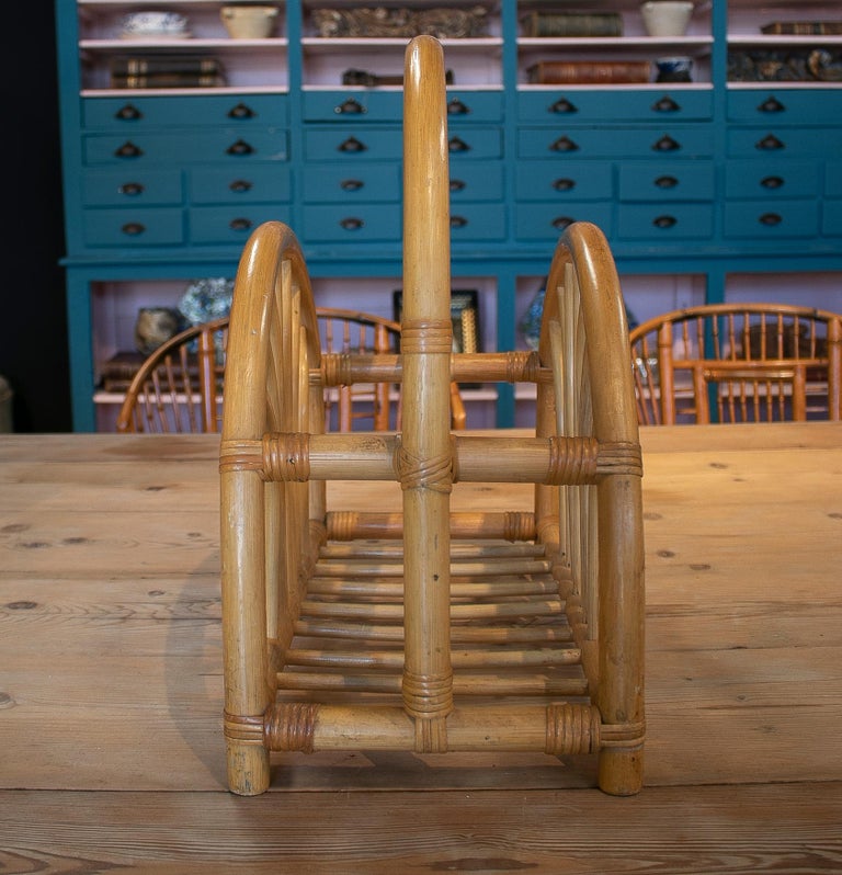 1980s Spanish Bamboo Magazine Rack For Sale at 1stDibs