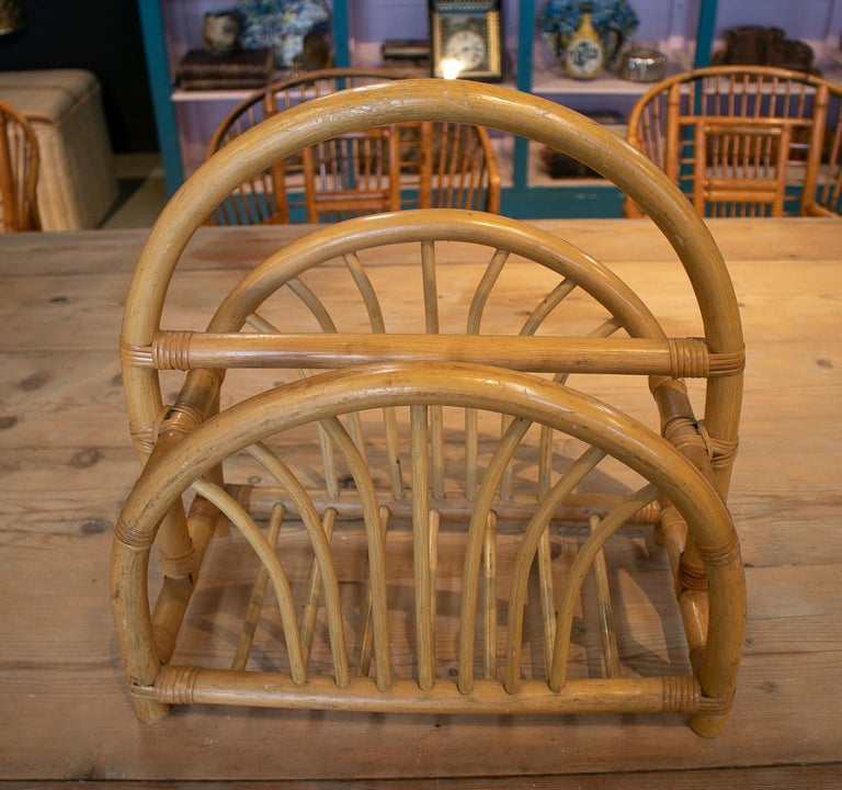 1980s Spanish Bamboo Magazine Rack For Sale at 1stDibs