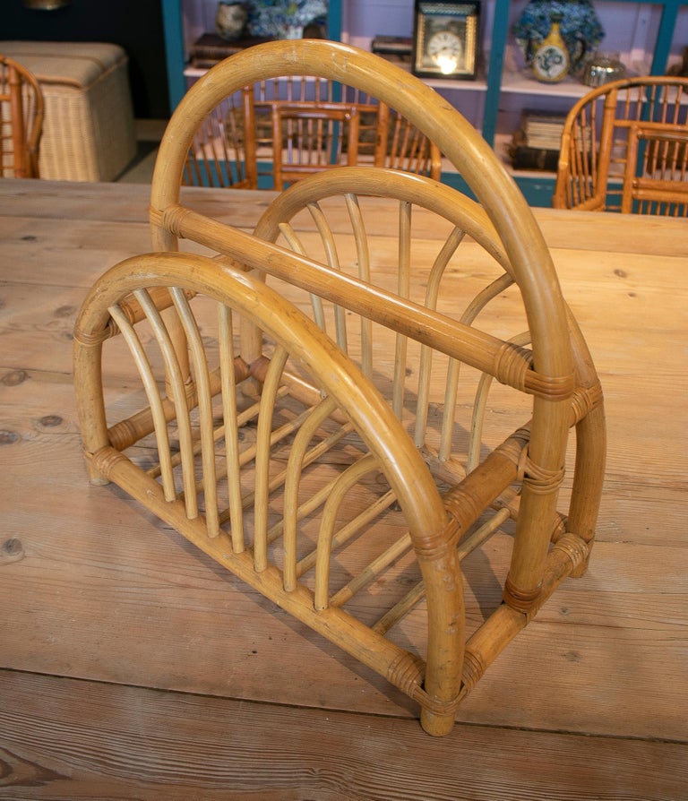1980s Spanish Bamboo Magazine Rack For Sale at 1stDibs