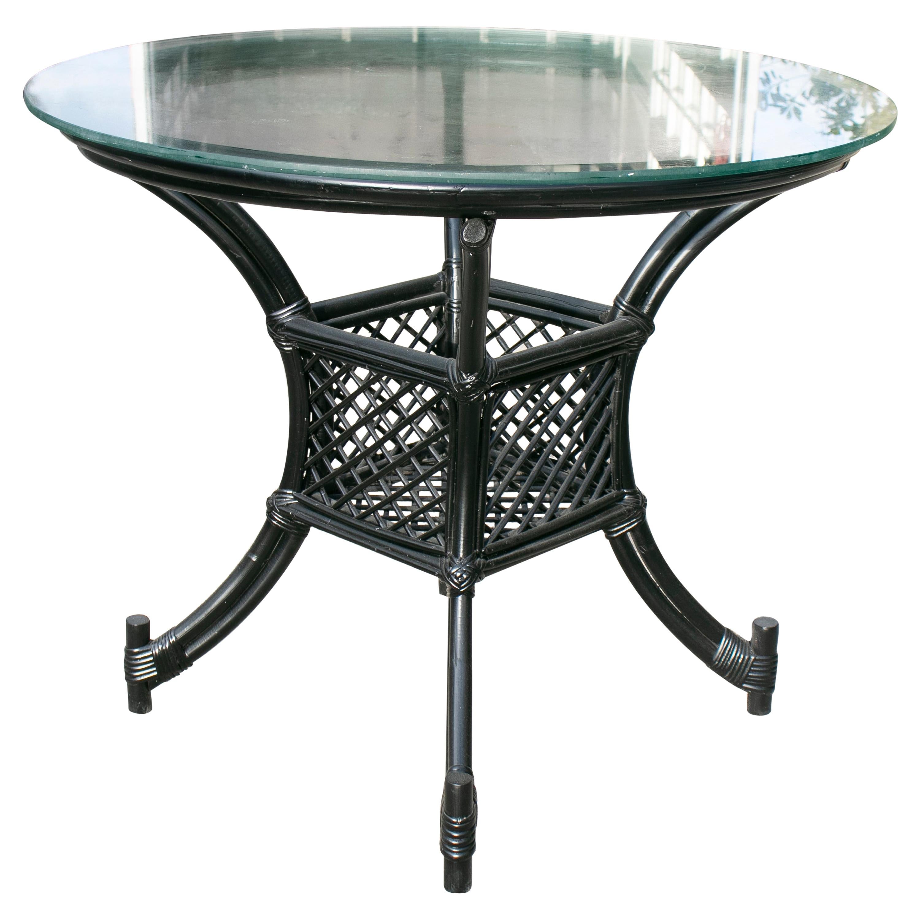 1980s Spanish Bamboo and Wicker 2-Shelve Side Table at 1stDibs