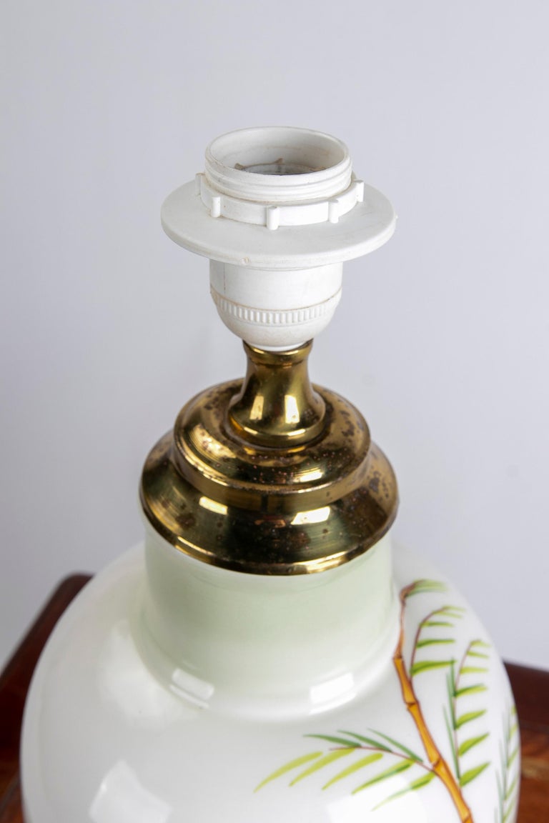1980s Spanish Ceramic Lamp with Hand-Painted Palm Trees For Sale at 1stDibs
