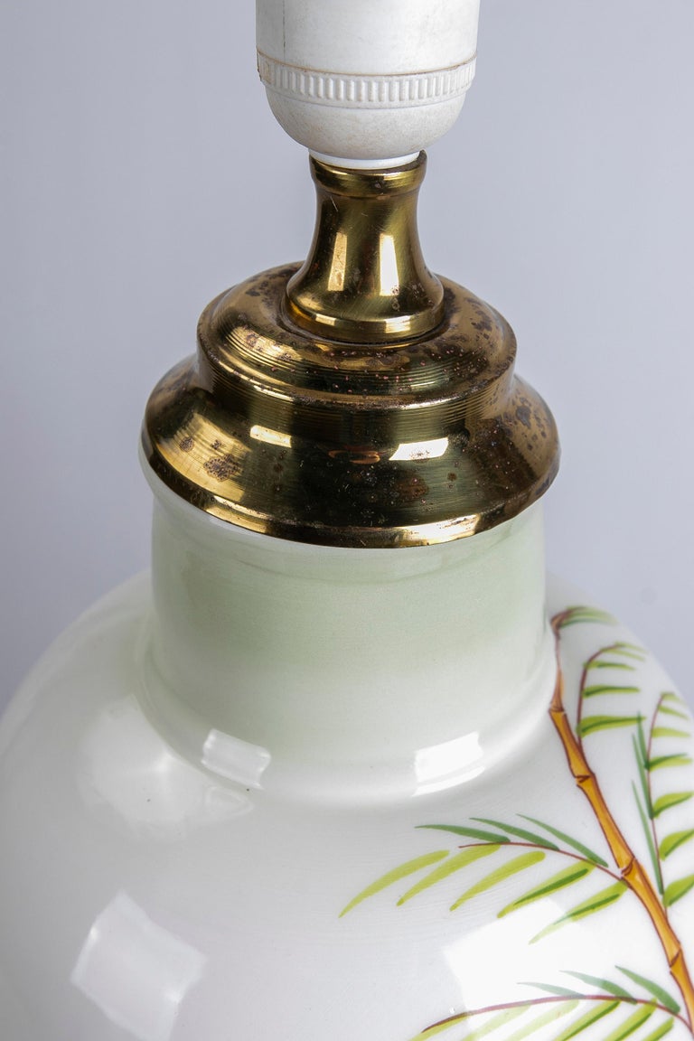 1980s Spanish Ceramic Lamp with Hand-Painted Palm Trees For Sale at 1stDibs