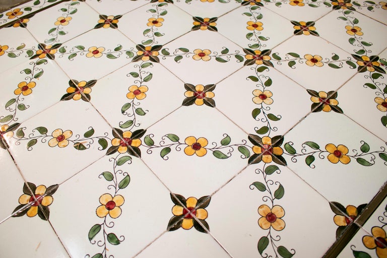 1980s Spanish Glazed Ceramic Top Kitchen Iron Table at 1stDibs