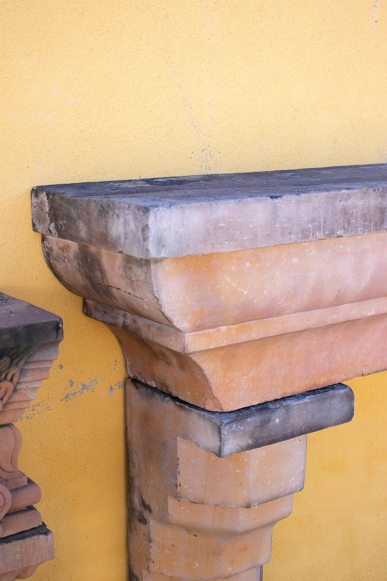1980s Spanish Hand Carved Sandstone Fireplace Mantle For Sale at 1stDibs