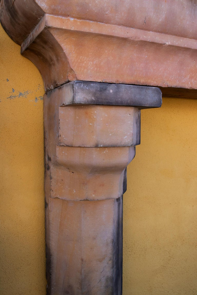 1980s Spanish Hand Carved Sandstone Fireplace Mantle For Sale at 1stDibs