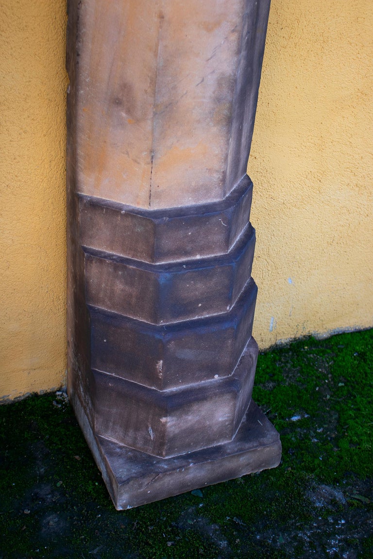 1980s Spanish Hand Carved Sandstone Fireplace Mantle For Sale at 1stDibs
