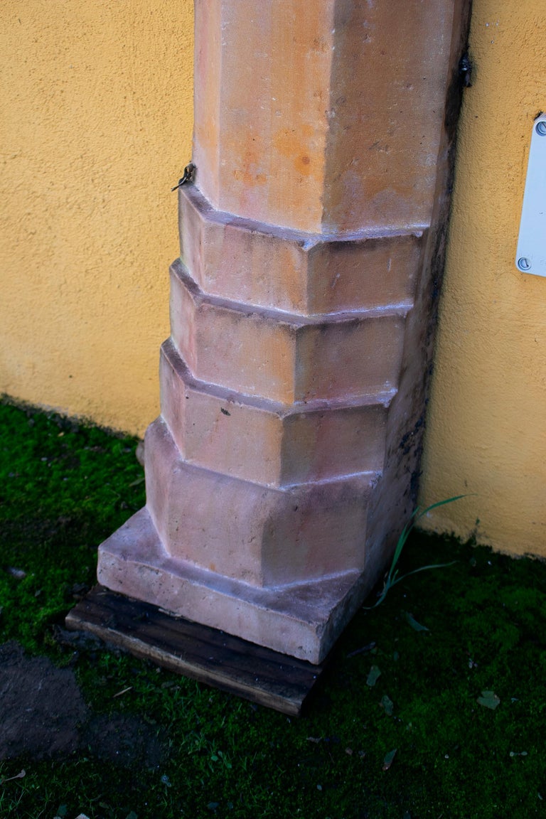 1980s Spanish Hand Carved Sandstone Fireplace Mantle For Sale at 1stDibs