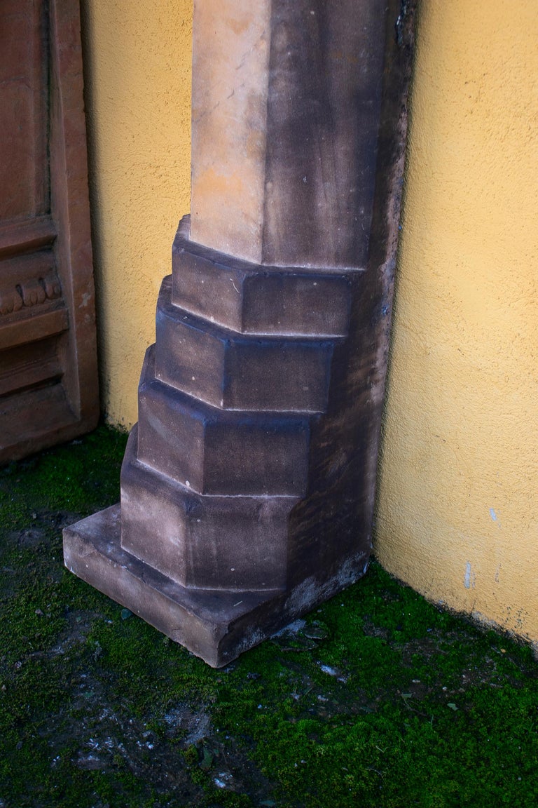 1980s Spanish Hand Carved Sandstone Fireplace Mantle For Sale at 1stDibs