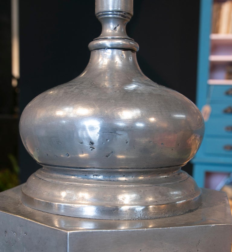 1980s Spanish Pewter and Bronze Table Lamp w/ Lion Head Macaroons at ...