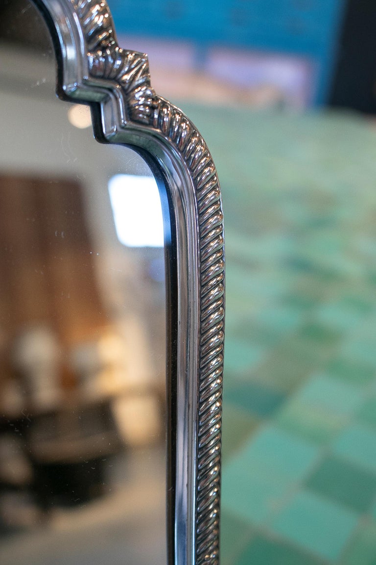 1980s Spanish Silver Table Standing Mirror w/ Initials For Sale at 1stDibs