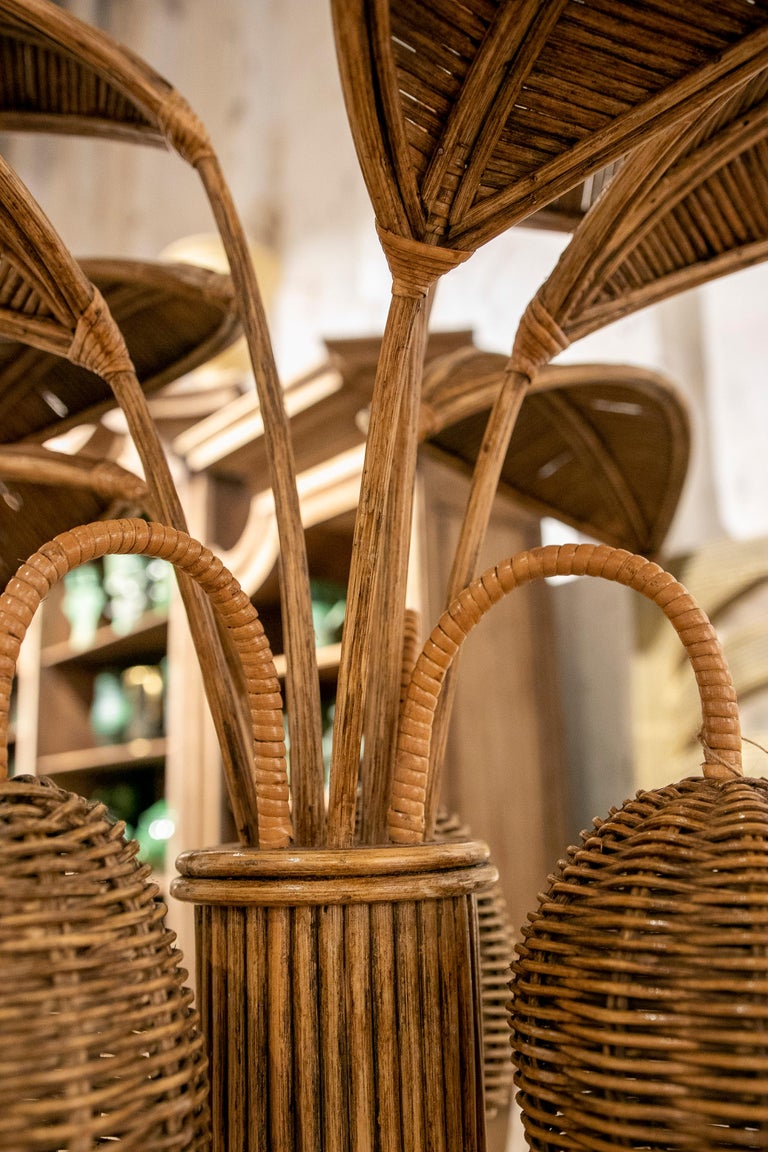 1980s Spanish Woven Wicker Palm Tree Statue For Sale at 1stDibs