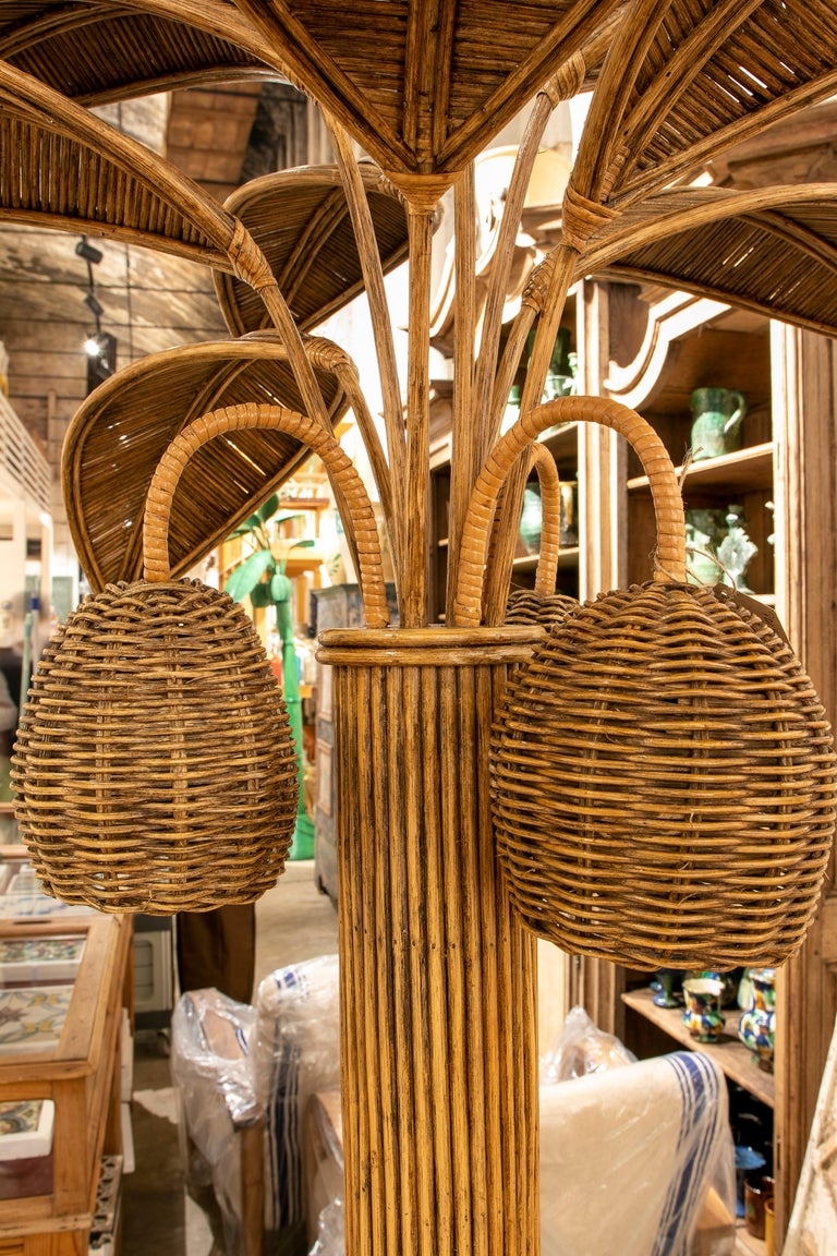 1980s Spanish Woven Wicker Palm Tree Statue For Sale at 1stDibs