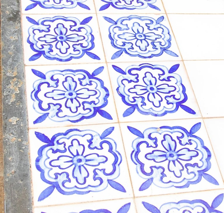 1980s Table with Iron Base and Geometrical Tiles on Top For Sale at 1stDibs