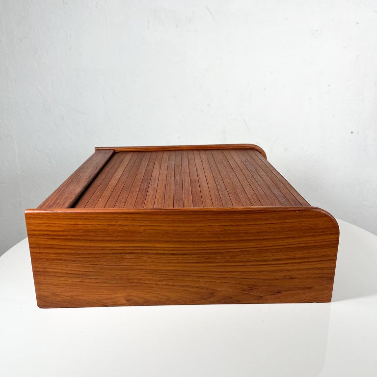 1980s Teakwood Tambour Door Storage Desktop Organizer Denmark For Sale ...