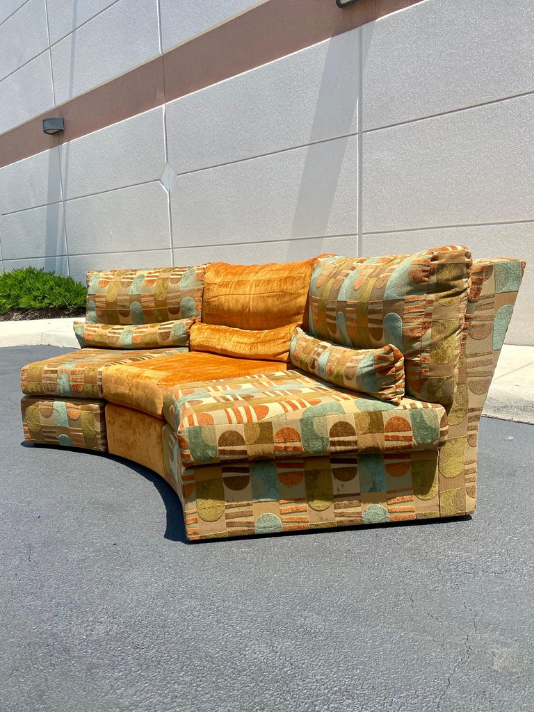 1980s Thayer Coggin Chenille Modular Curved Sectional Slipper Chairs ...