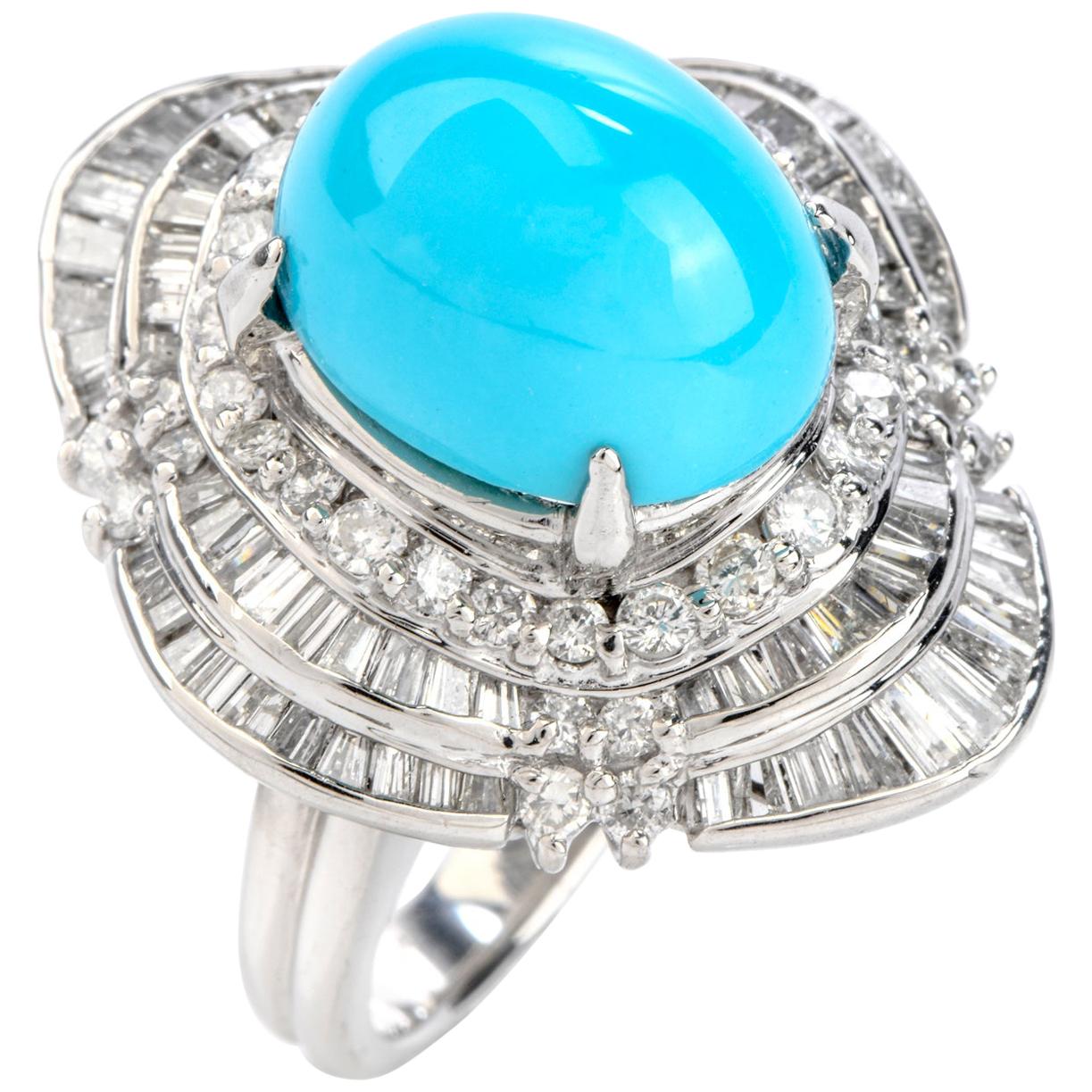 Vintage Exotic Enameled 18 Karat Turquoise Ruby Cocktail Gold Ring For ...