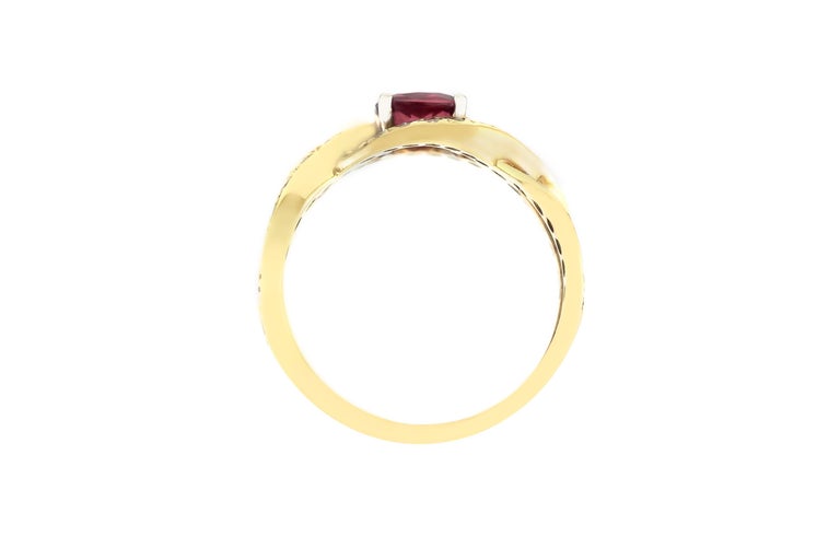 1980s Two Diamonds Snacks with Center Pink Sapphire Ring For Sale at ...