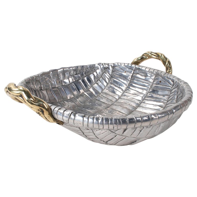 1980s Two-Tone Bronze Fruit Basket with Stamped Signature For Sale at ...