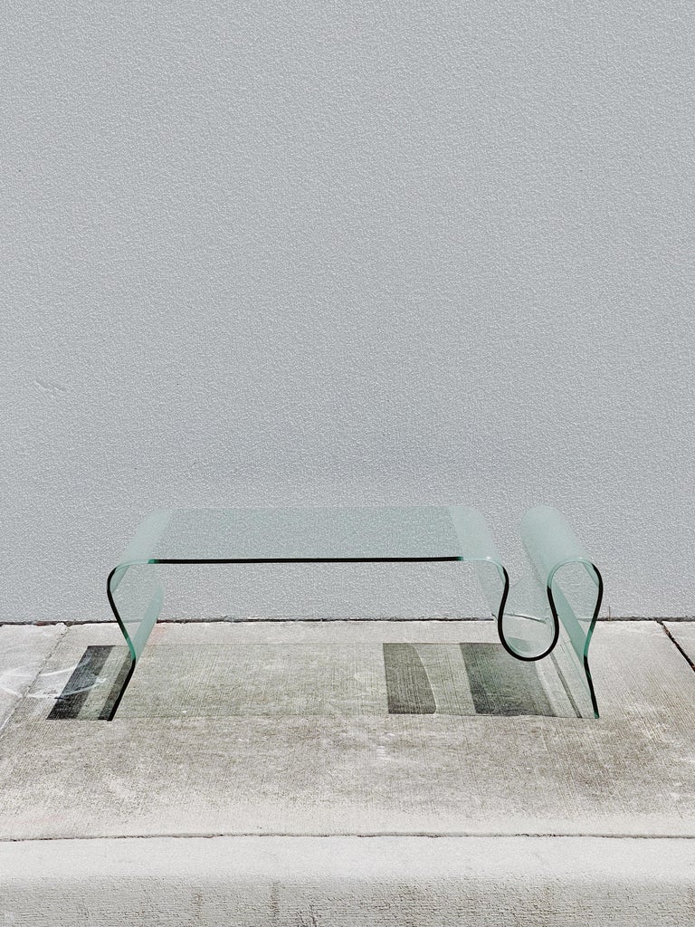 1980s Undulating Wavy Glass Coffee Table With Frosted Accents For Sale ...