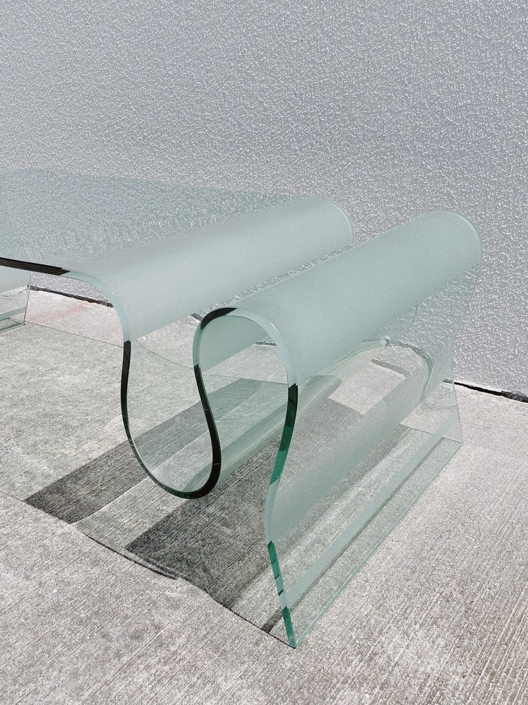 1980s Undulating Wavy Glass Coffee Table With Frosted Accents For Sale ...