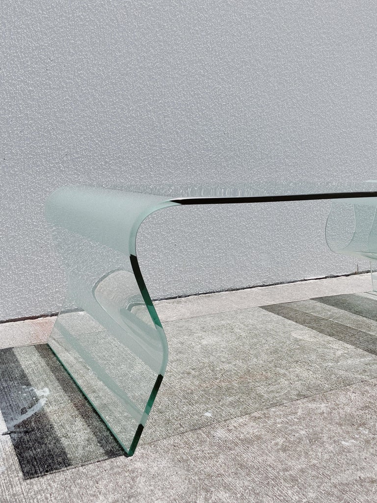 1980s Undulating Wavy Glass Coffee Table With Frosted Accents For Sale ...