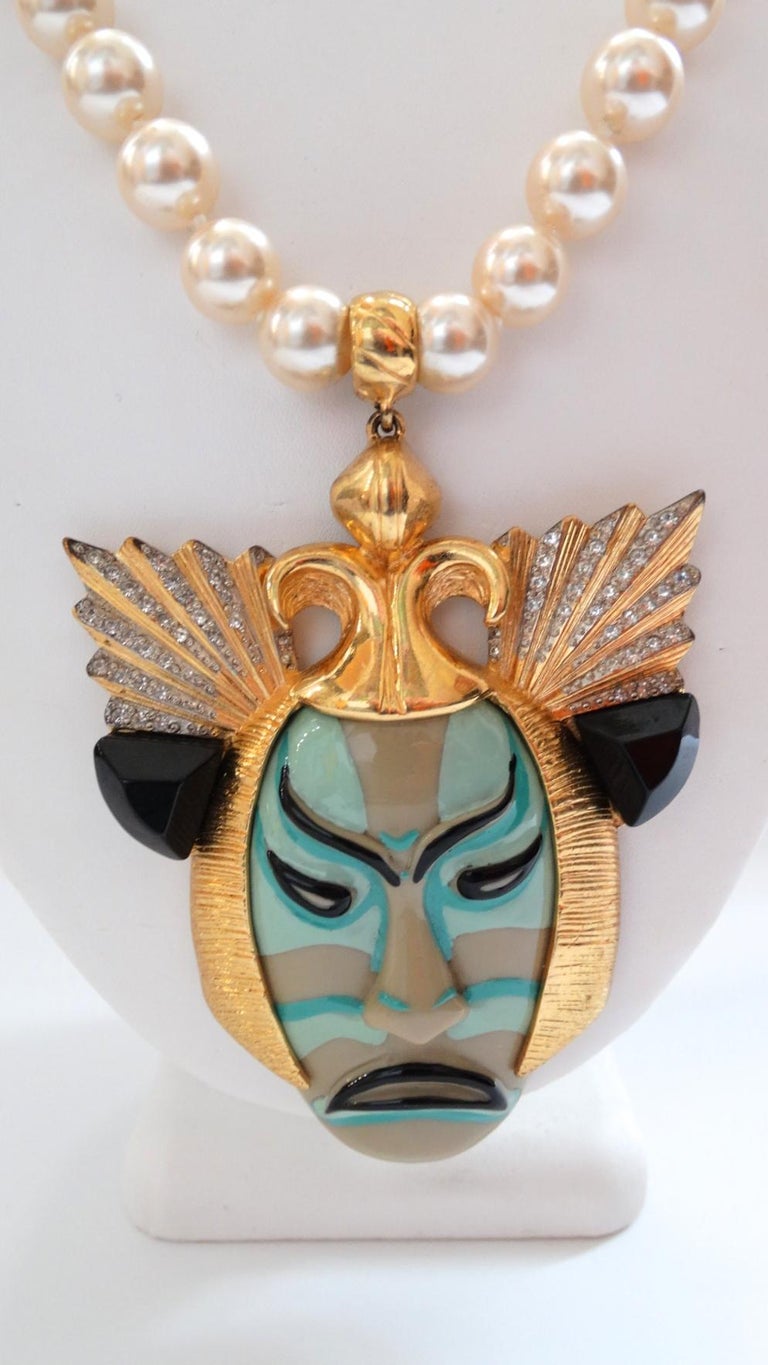 1980s Valentino Ancient Japanese Samurai Warrior Pendant Necklace at ...