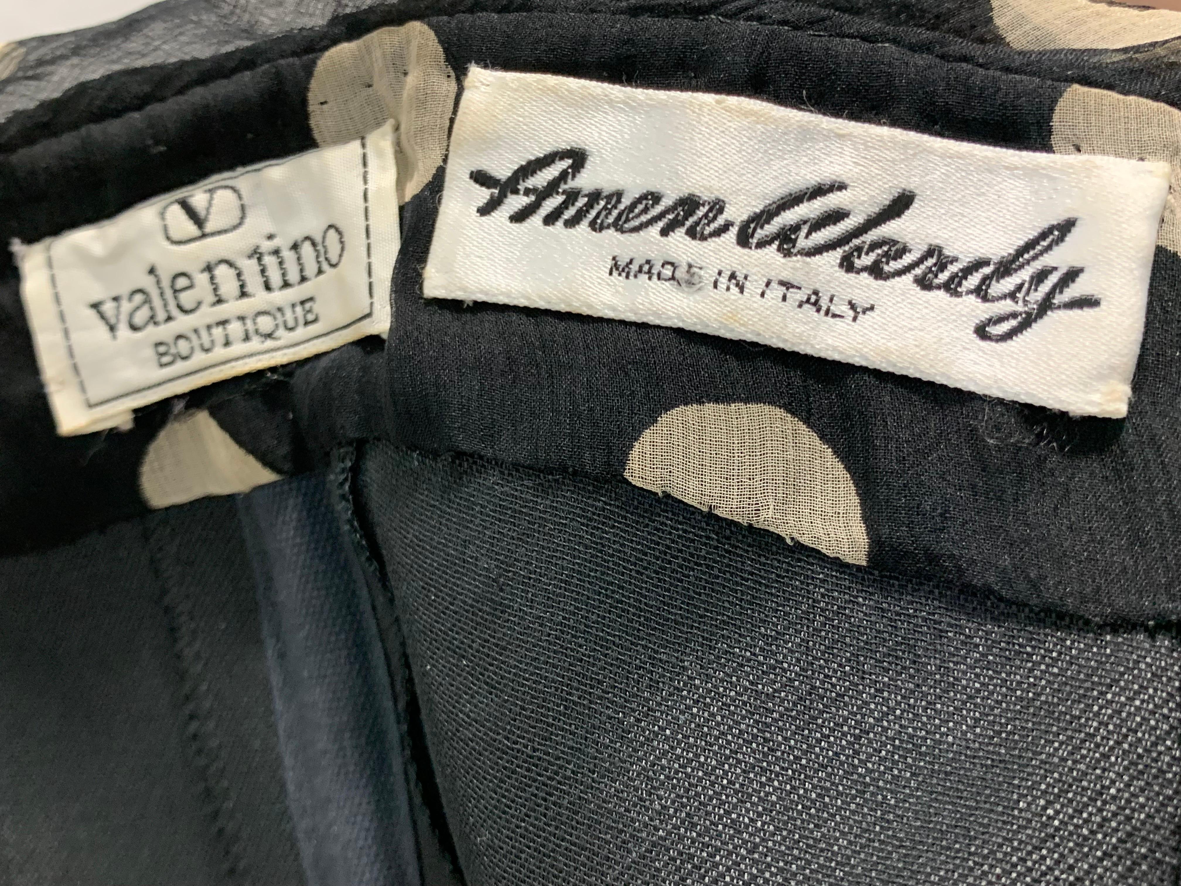 1980s Valentino Black and White Polka Dot Silk Chiffon Gown w Fishtail ...