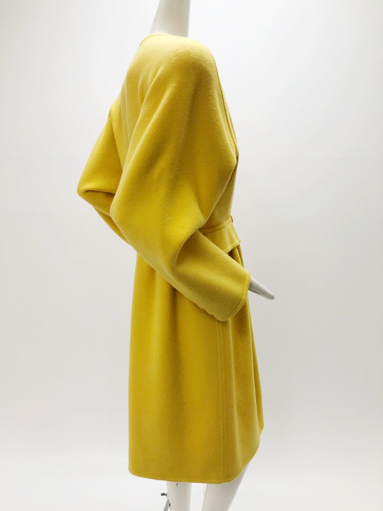 1980s Valentino Couture Yellow Cashmere Coat W/Fitted Waistline Look 56 ...