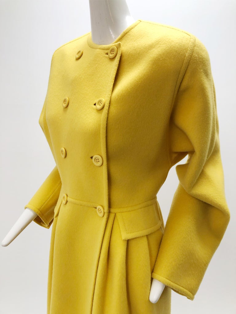 1980s Valentino Couture Yellow Cashmere Coat W/Fitted Waistline Look 56 ...