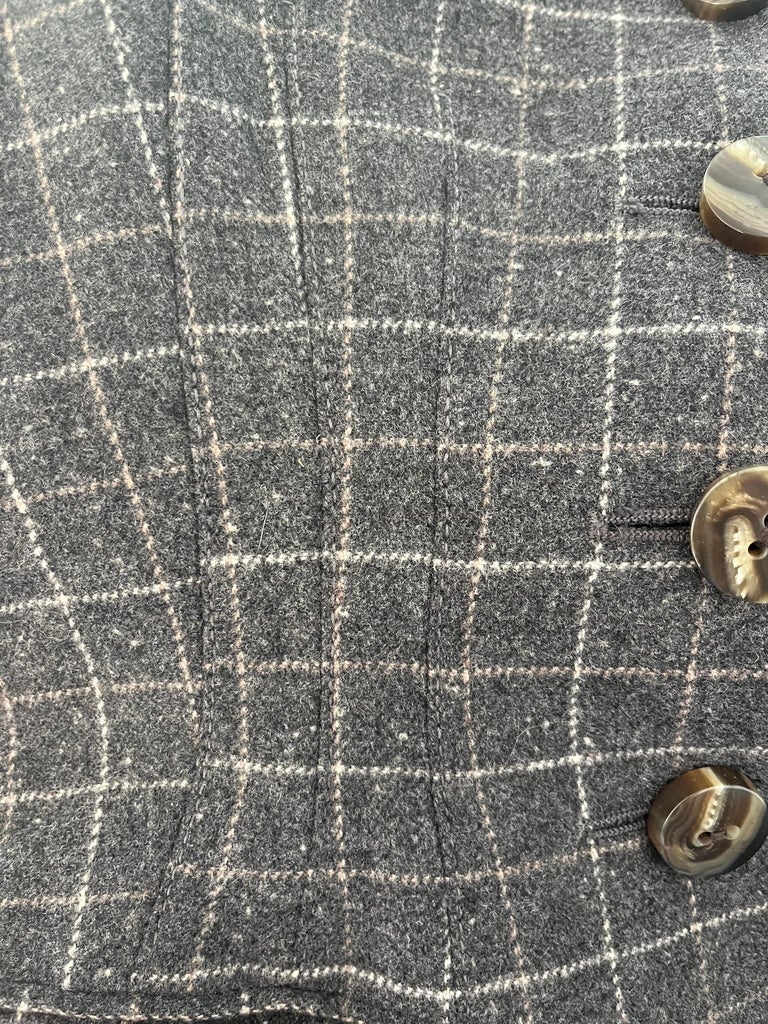 1980s Valentino Grey Wool Windowpane Short Jacket For Sale at 1stDibs
