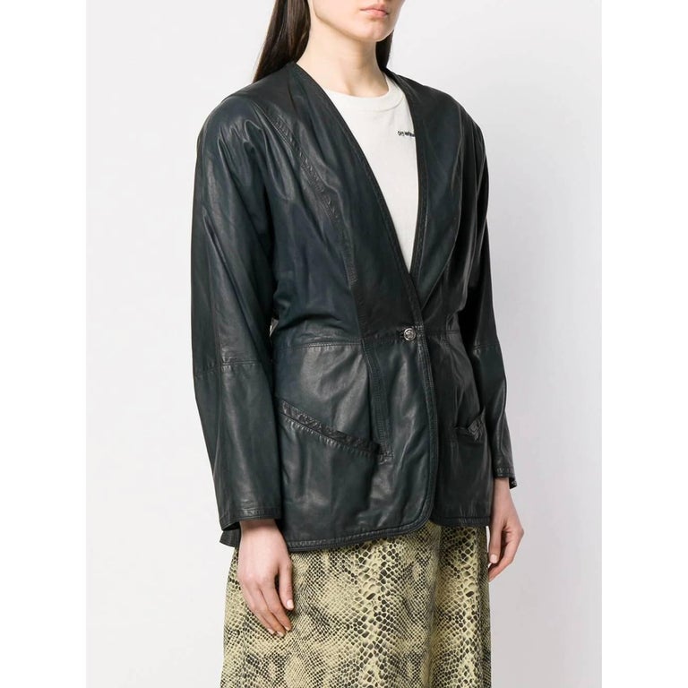 1980s Versace Leather Jacket For Sale at 1stDibs