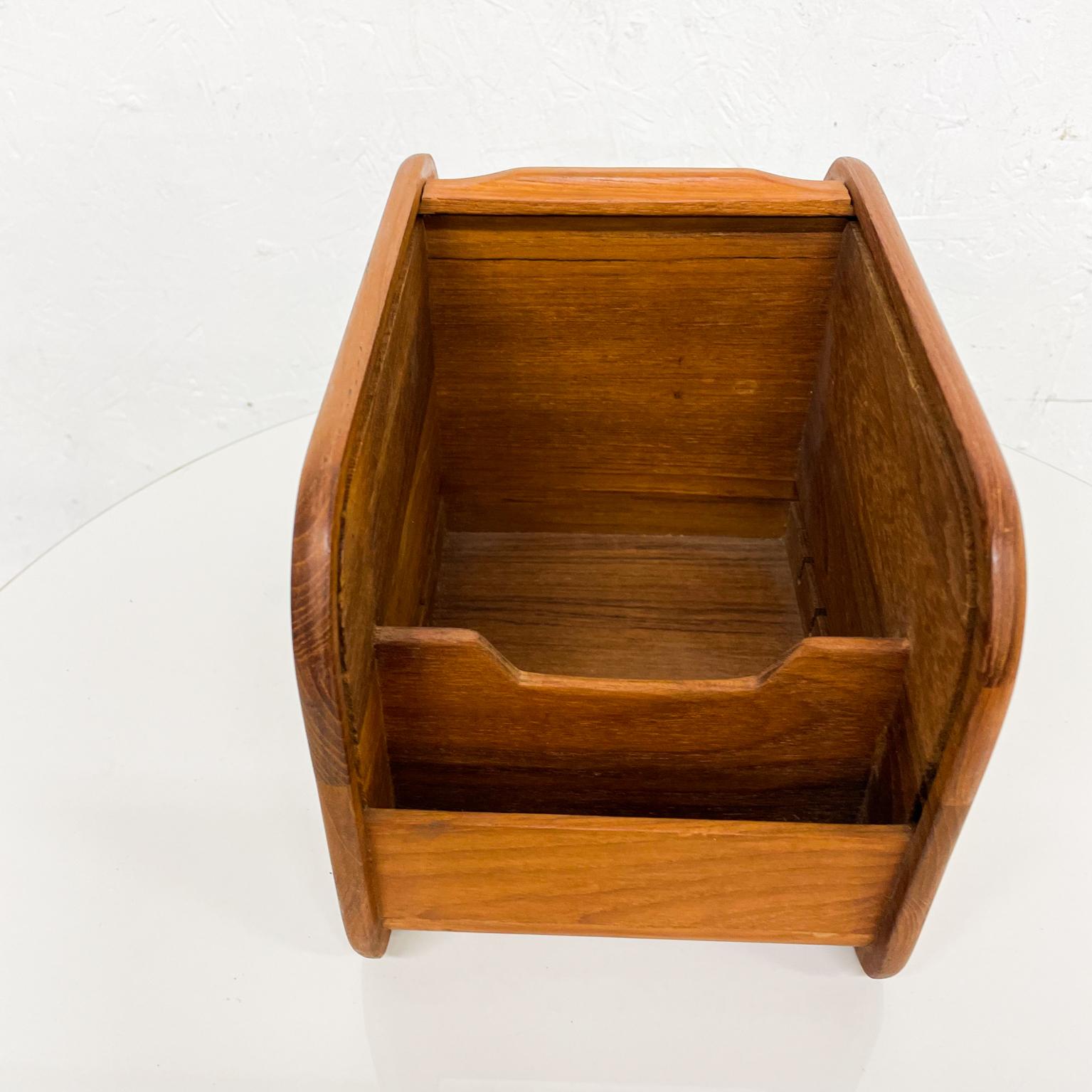 1980s Vintage Cassette CD Cubby Filing Box Teak Wood Tambour Roll Top ...