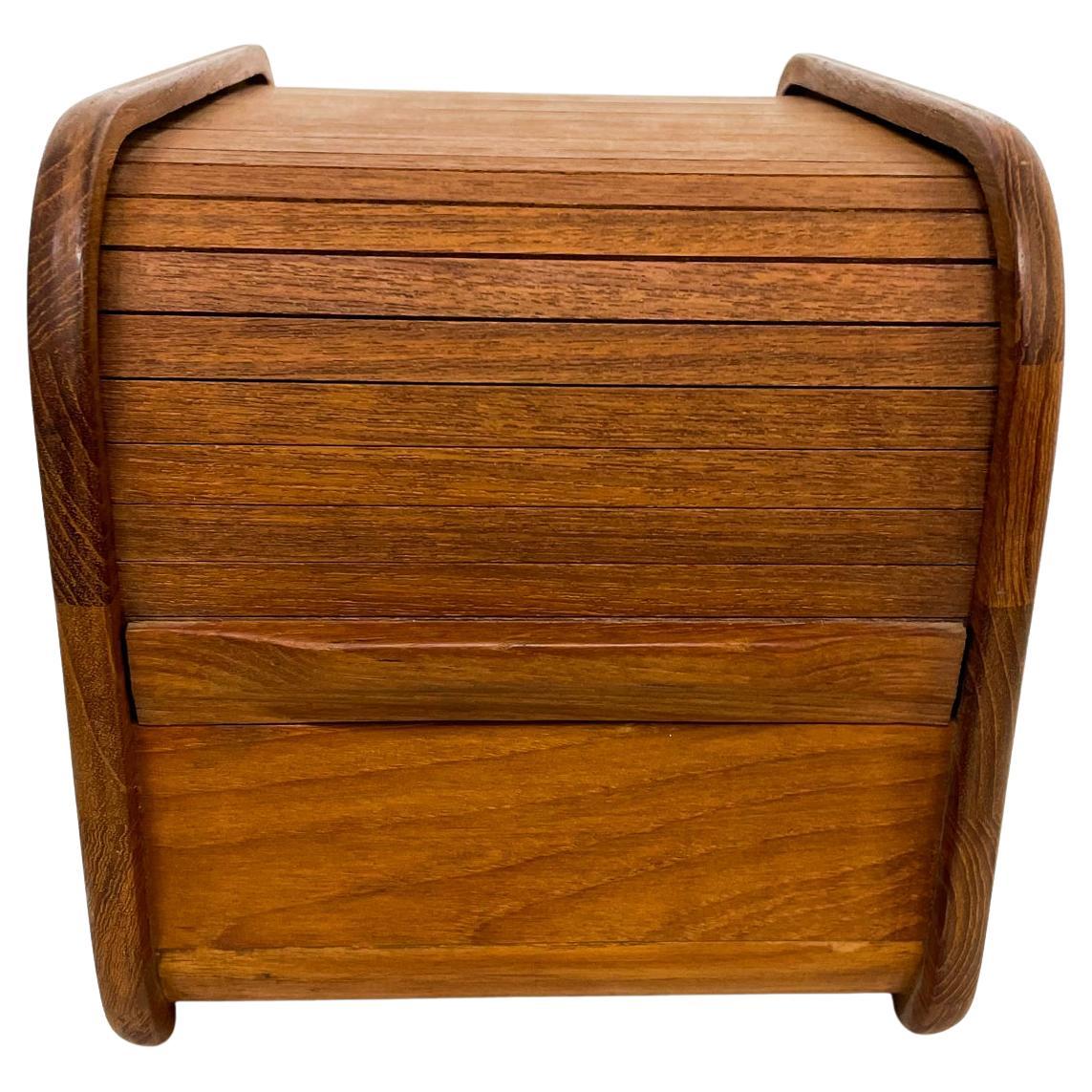 Danish Modern Solid Teak Tambour Door Box at 1stDibs | tambour box