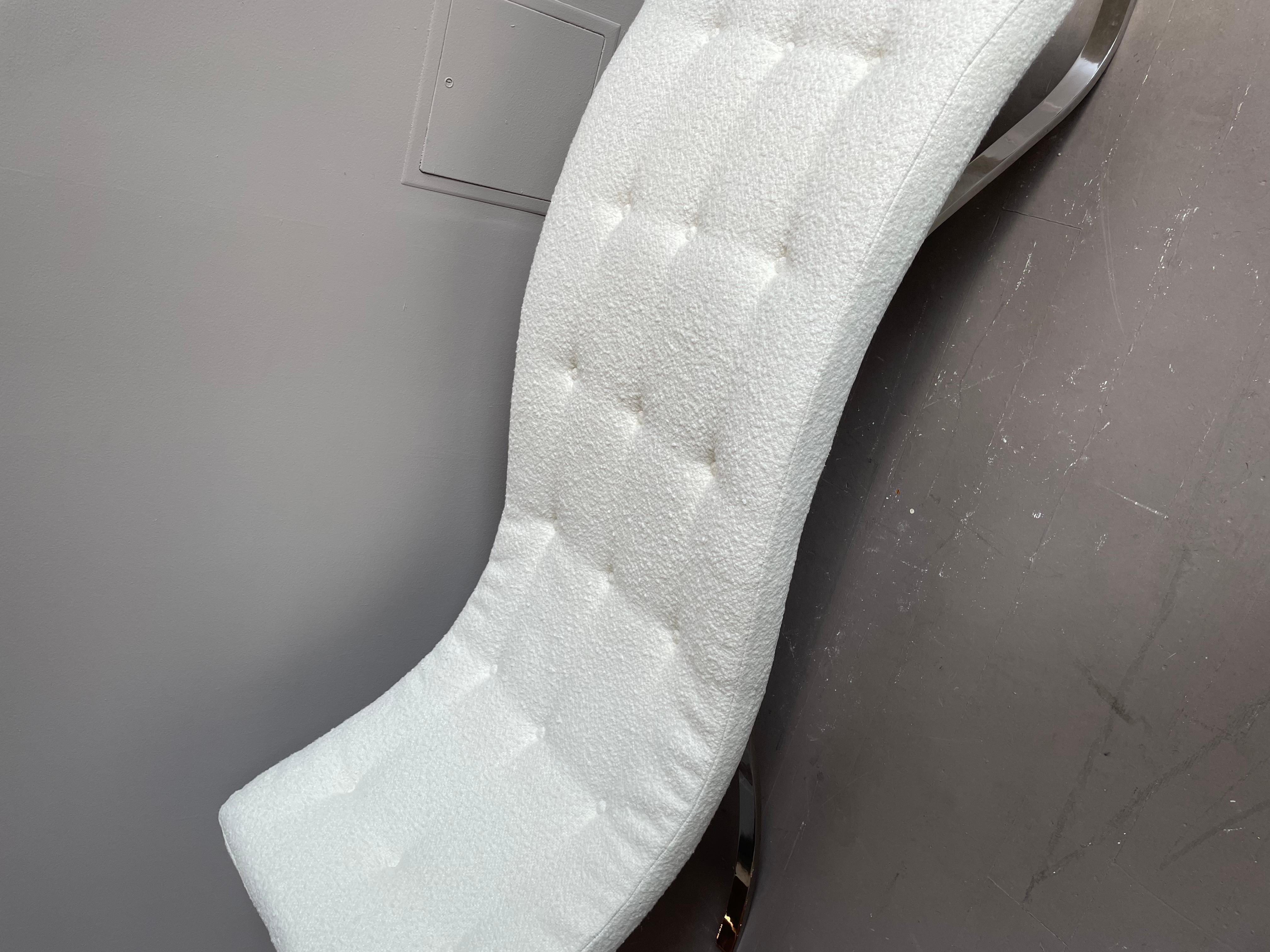 1980s Vintage Chrome Chaise in French Boucle with Chrome Base at 1stDibs