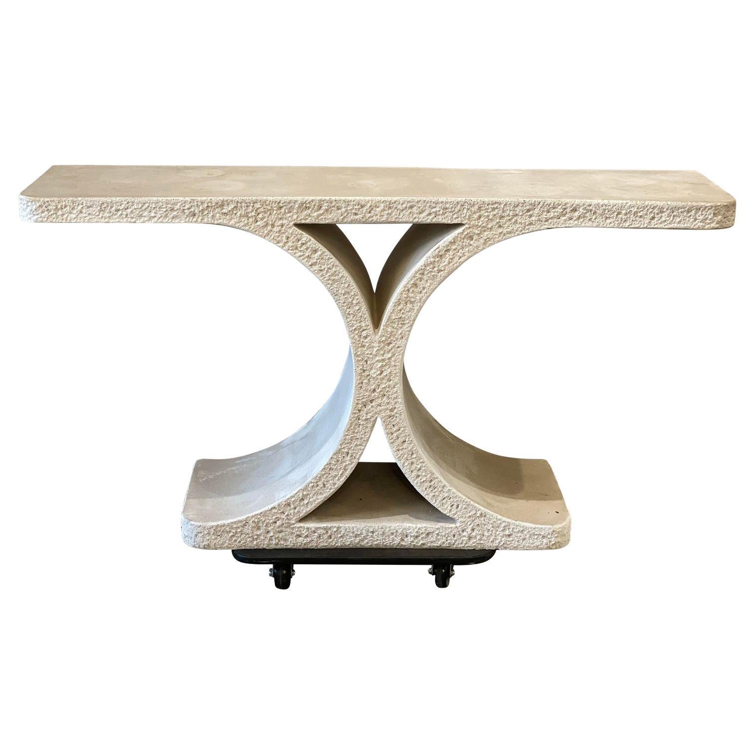 Karl Springer Rare Jansen Style Console Table in Polished Chrome and ...