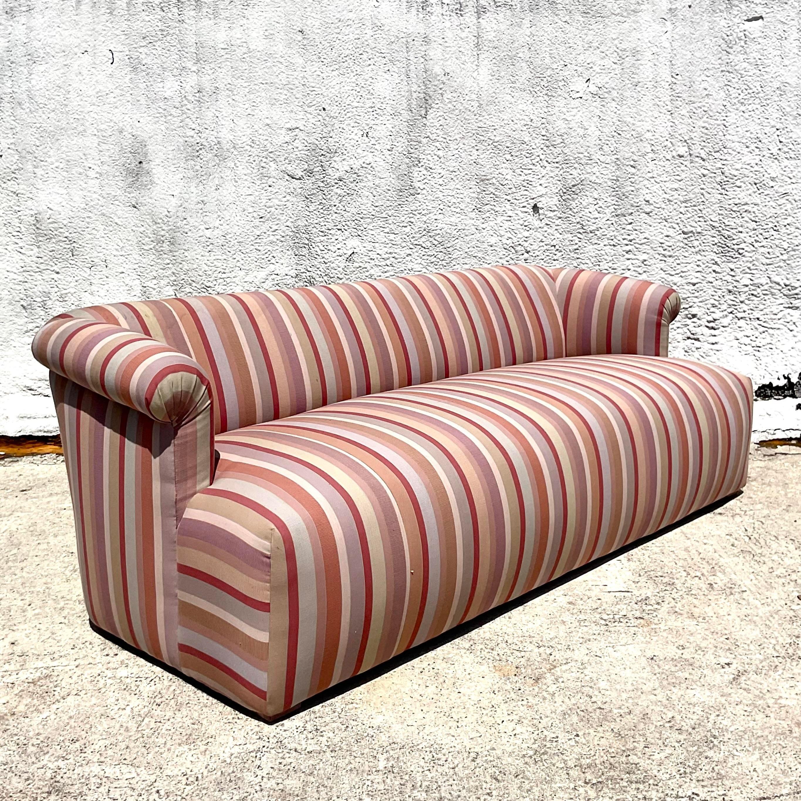 1980s Vintage Custom Roll Arm Sofa For Sale at 1stDibs | 80s furniture