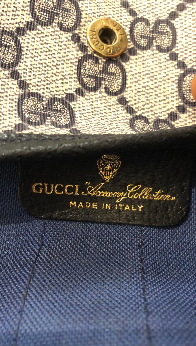 1980s Vintage GUCCI Navy GG Monogram Canvas Pouch (Altered) For Sale at ...