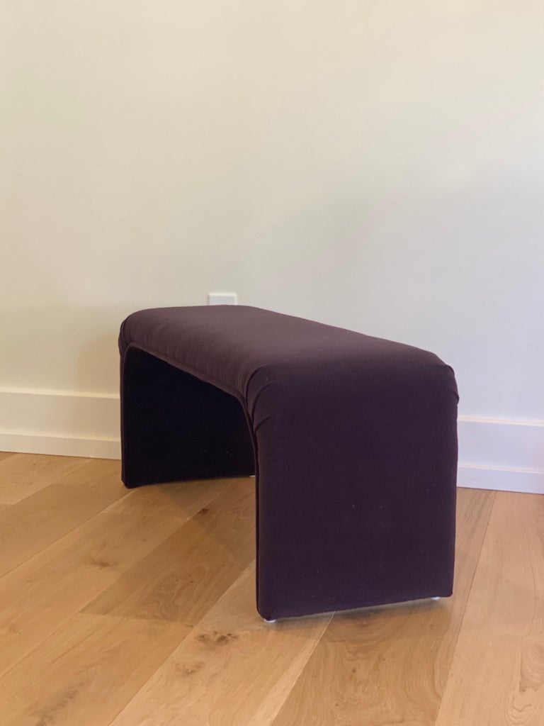 1980s Vintage Karl Springer Waterfall Dark Violet Reupholstered Bench ...