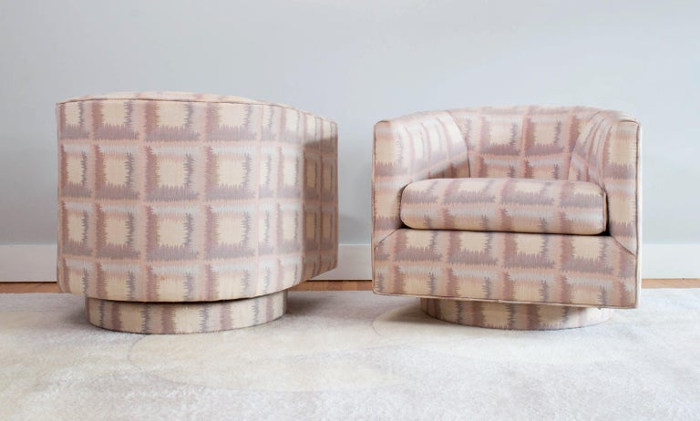 1980s Vintage Kessler Pink Purple Upholstered Swivel Club Chair, a Pair ...