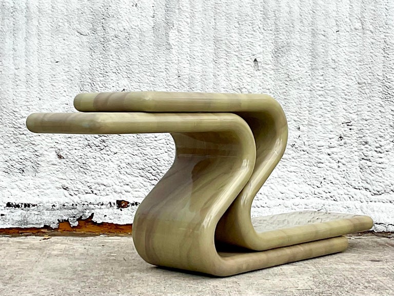 1980s Vintage Lacquered S Formation Console Table For Sale at 1stDibs