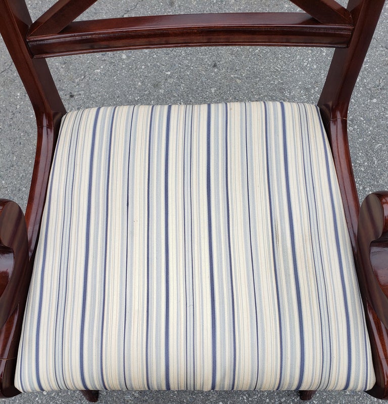 1980s Vintage Regency Mahogany Upholstered Arm Chairs, a Pair For Sale ...