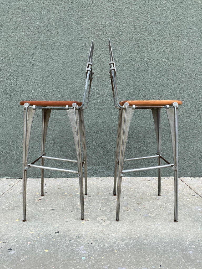 Vintage Robert Josten Sculpted Cast Aluminum Bar Stools, a Pair For ...