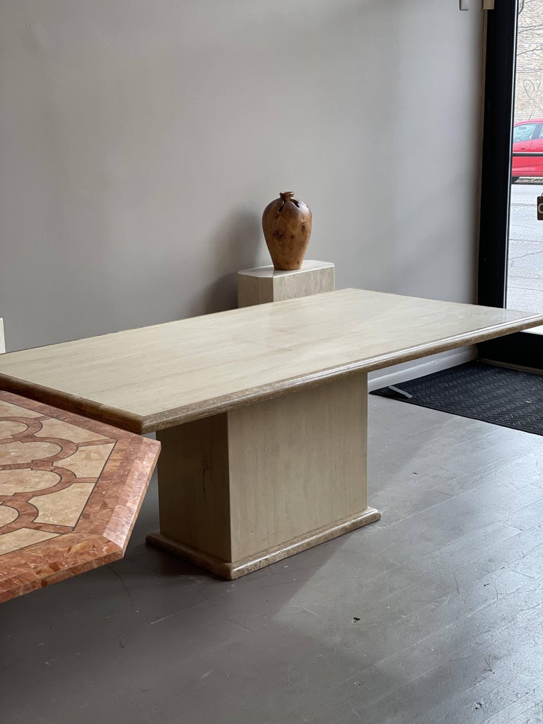 1980s Vintage Two Toned Travertine Dining Table Rectangle For Sale at ...