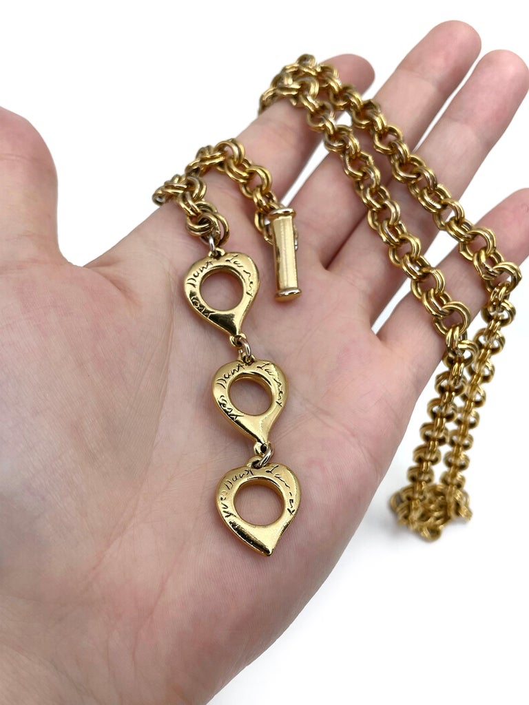 1980s Vintage Yves Saint Laurent YSL Gold Tone Three Heart Chain ...