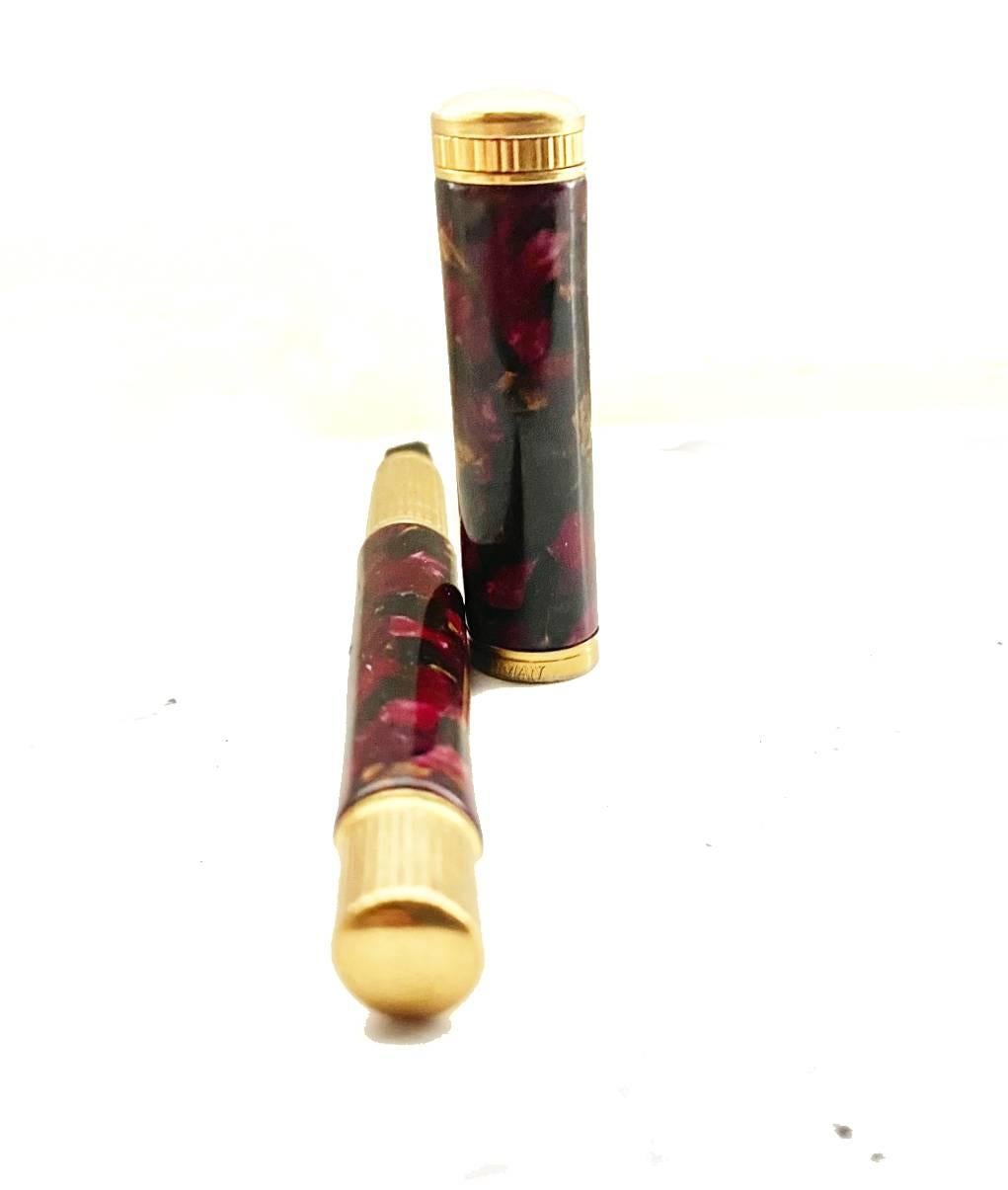 1980s Waterman 18K Gold and Purple Enamel Fountain Pen For Sale at 1stDibs