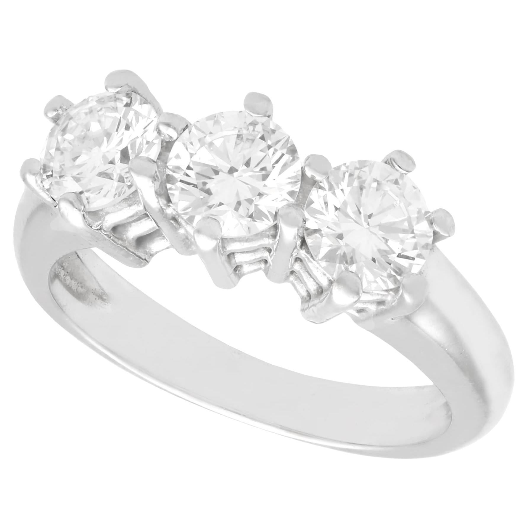 1.24 Carat Diamond and Platinum Three-Stone Engagement Ring For Sale at ...