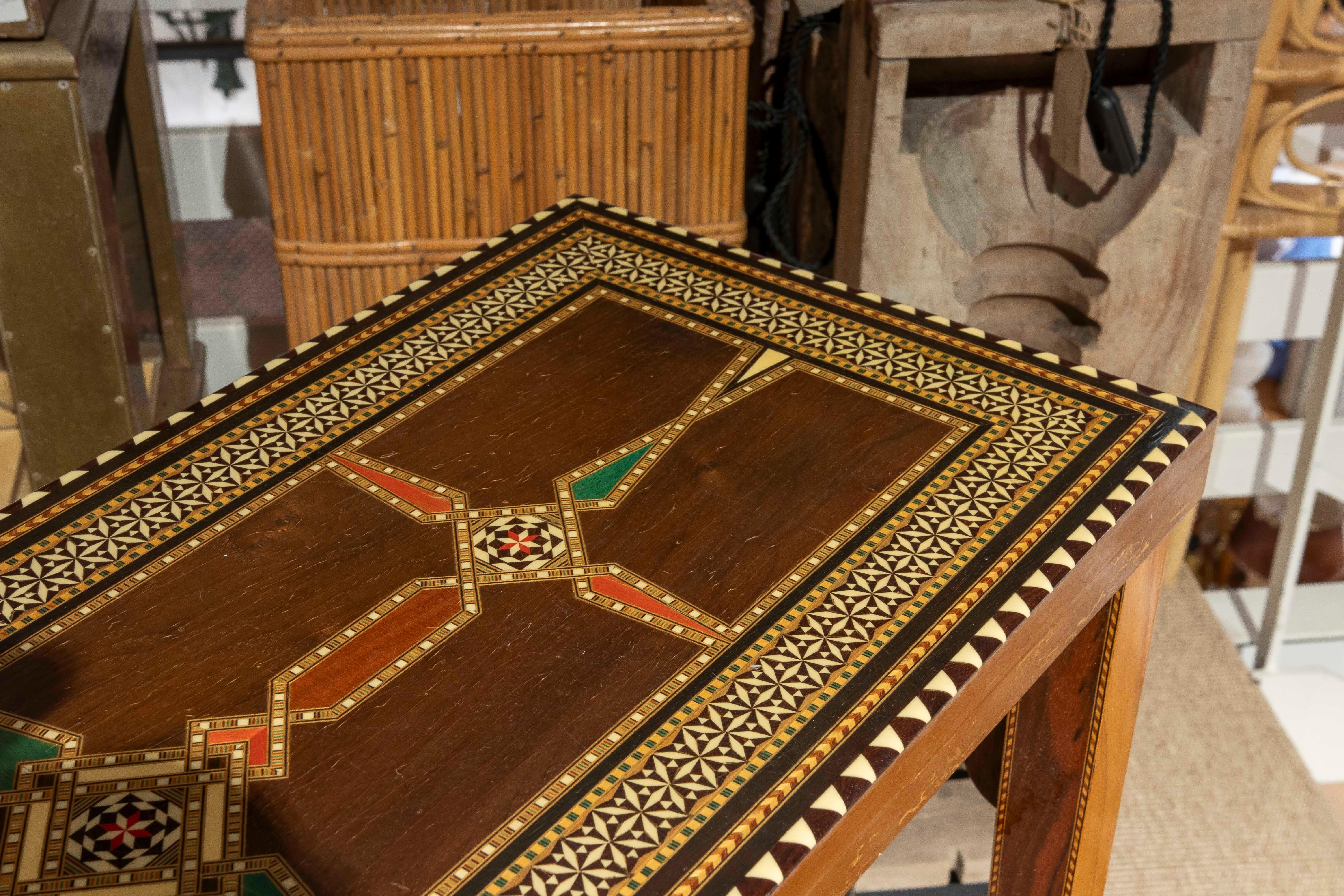 1980s Wooden Console with Inlaid Arabic Style with Geometric Motifs For ...