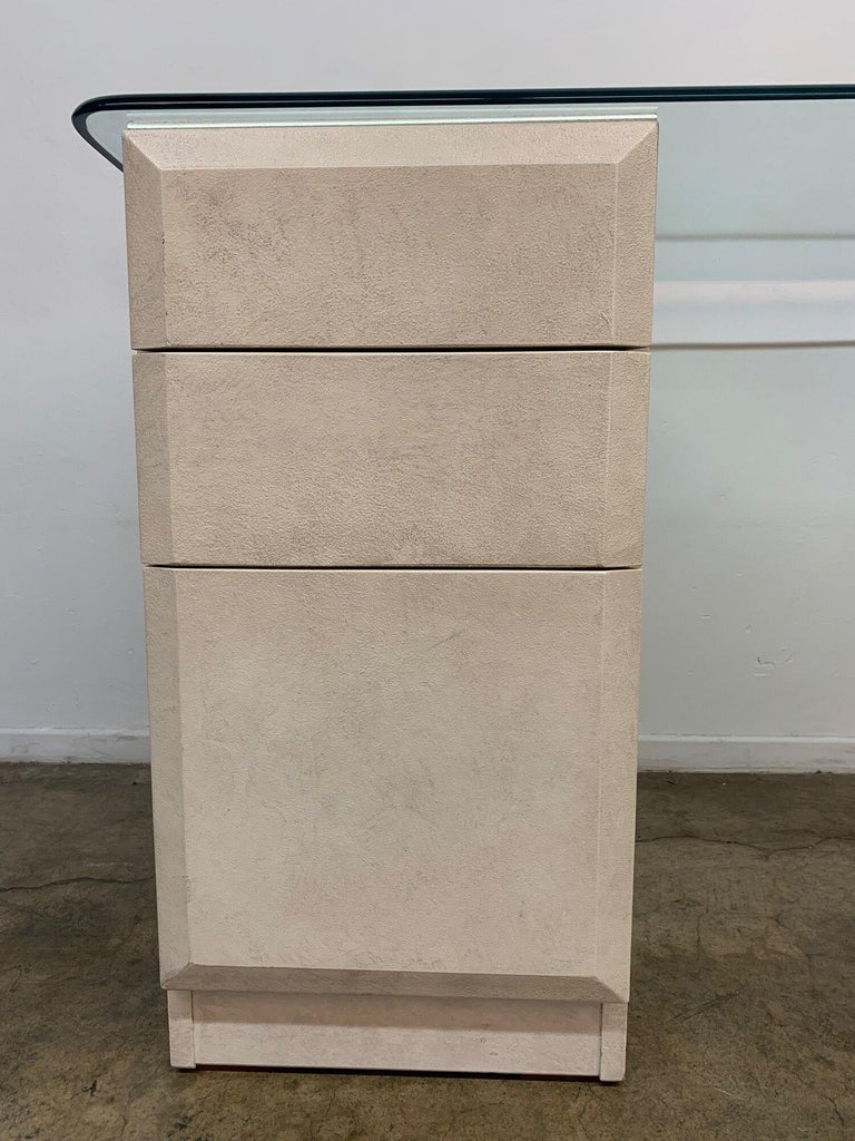 1980s, Wooden Plaster and Glass Desk by Lane For Sale at 1stDibs